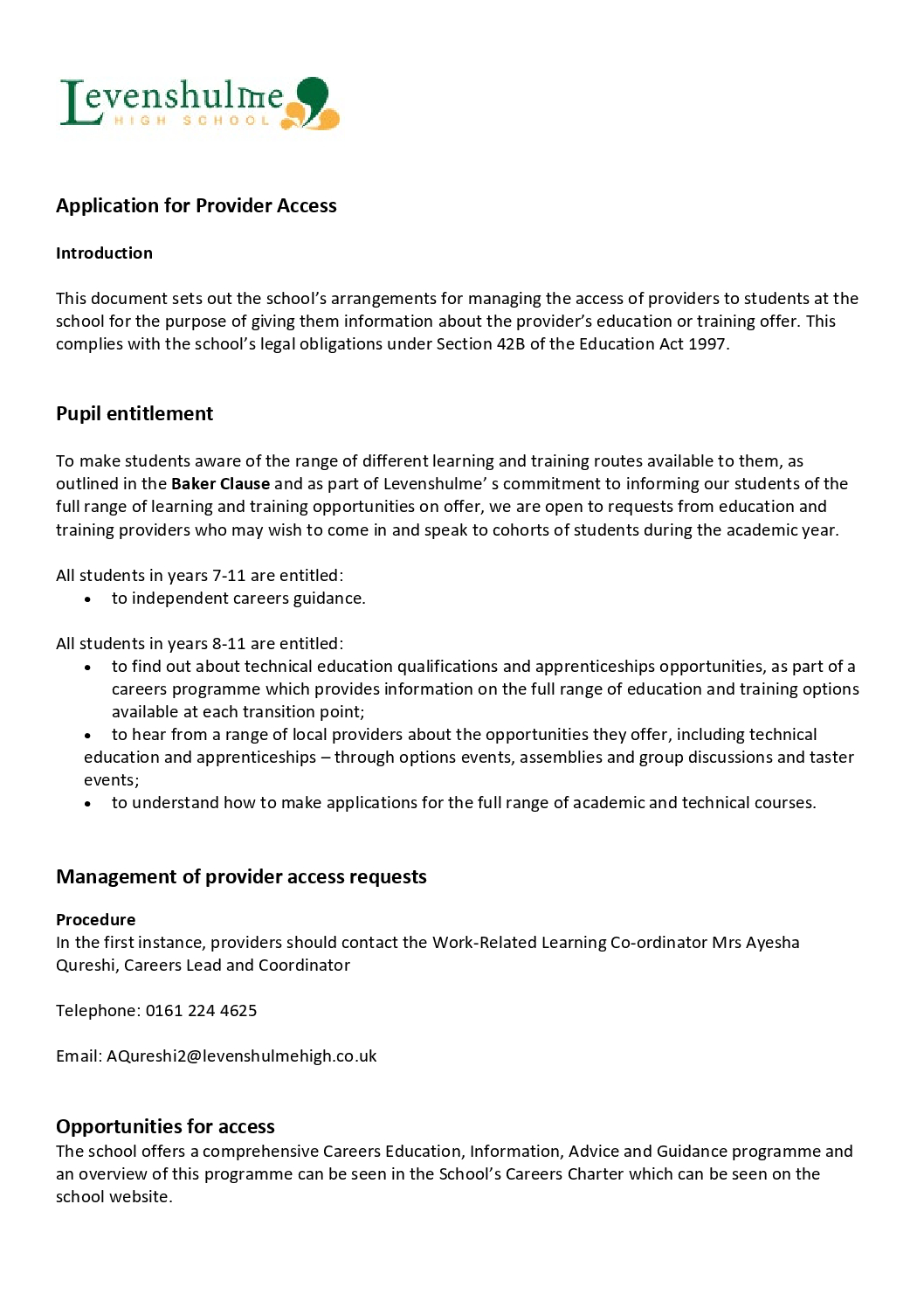 Application for Provider Access - LHS