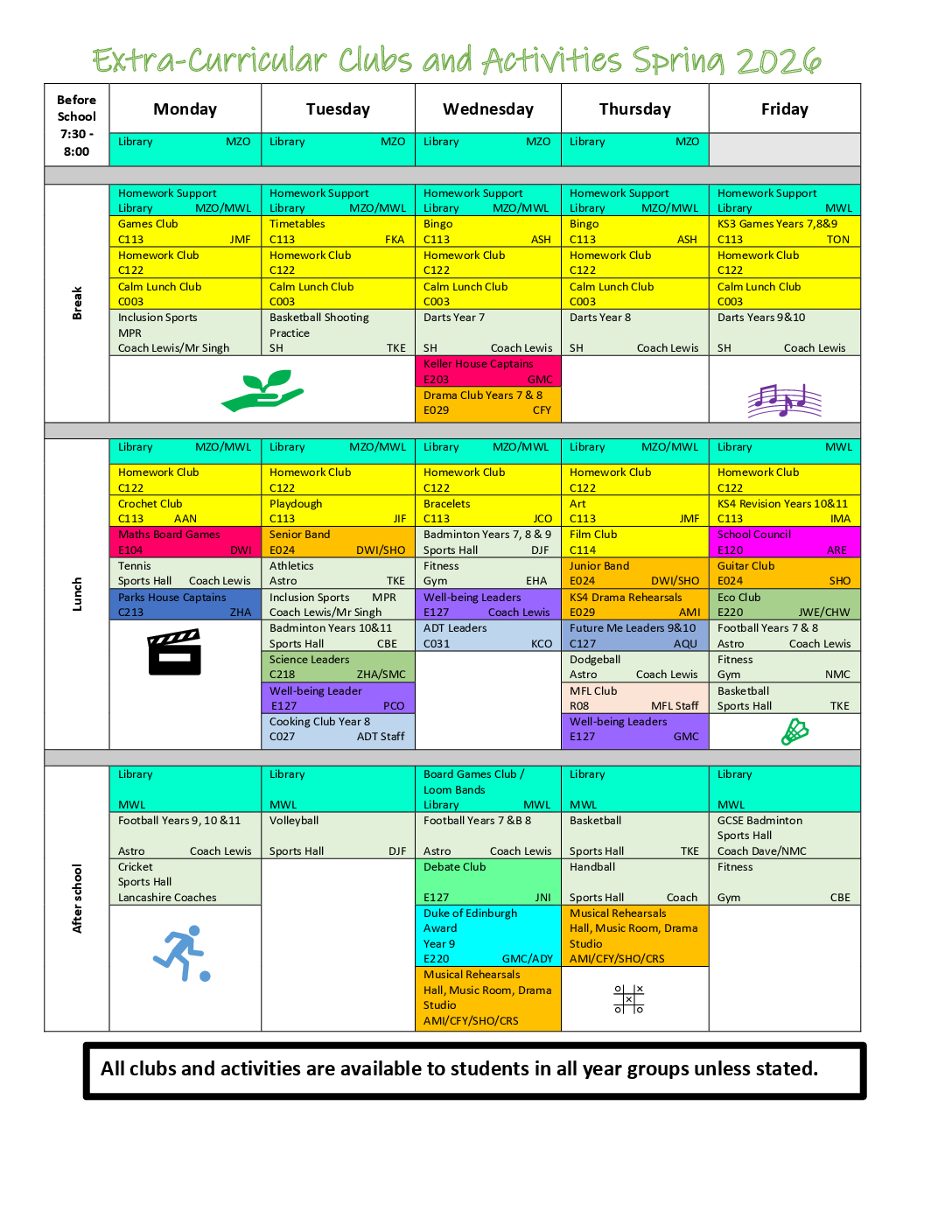 Extra Curricular Clubs and Activities (Summer 2025) - LHS